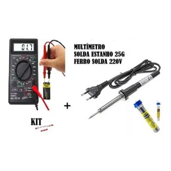 Kit Ferro De Solda 220v 60w + Multímetro + Solda Estanho 25g - Império ...