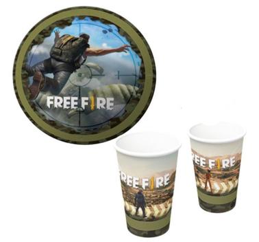 Kit Festa Aniversário Tema Free Fire Gamer 8 Pratos + 8 Copos ...
