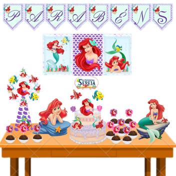 Kit Festa Decoração Aniversário Ariel pequena sereia infantil ...