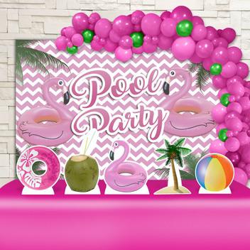 Kit Festa Ouro Pool Party Rosa - IMPAKTO VISUAL - Kit Decoração de ...