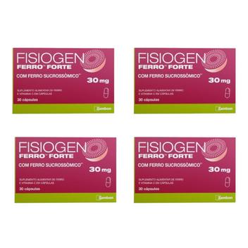 Kit Fisiogen Ferro Forte 30mg Com 4 Unidades De 30 Cápsulas Cada ...