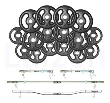 Kit Fitness 40kg Anilhas + Barras 40cm + Barra 120 + Barra W - Sepo ...
