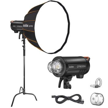 Kit Flash Tocha Godox Qt600iii 600w + Softbox Qrp-90 + Tripé Inox C ...