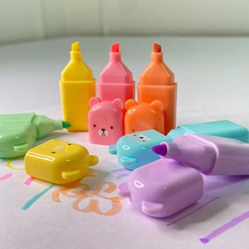 Kit fofo de 6 marca texto ursinho em tons pastéis papelaria - Filó ...