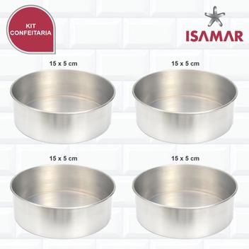 Kit Formas De Bolo 15x5 Cm Fundo Fixo Em Alumínio - ISAMAR - Formas e ...