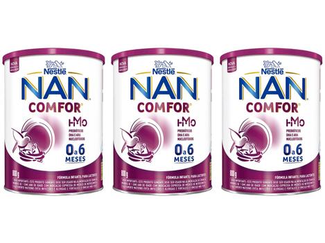 Kit Fórmula Infantil Nestlé Leite Comfor 1 NAN - 800g 3 Unidades ...
