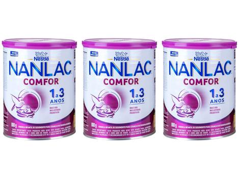 Kit Fórmula Infantil Nestlé Leite NANLAC Comfor - 800g 3 Unidades ...