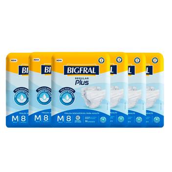 Kit Fralda Geriátrica Bigfral Plus Regular M 8 Unidades - 6 Unidades - Fralda Geriátrica ...