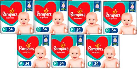 Kit Fraldas Pampers Supersec (Jumbinho) - Tam P - 238 Fraldas - Fralda ...