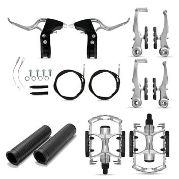 Kit Freio V-brake Alumínio Completo + Pedal Alumínio +Manoplas Punhos ...