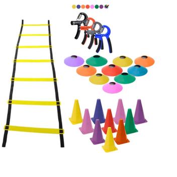 Kit Funcional Treino Agilidade Escada 7 Degraus 10 Cones 10 Chapéu Chinês + 01 Hand Grip - Alto ...