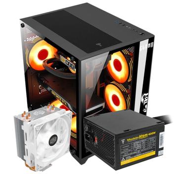 Kit Gabinete Gamer Mid Tower Megalon Suporta Até 5 Fans e Water Cooler ...