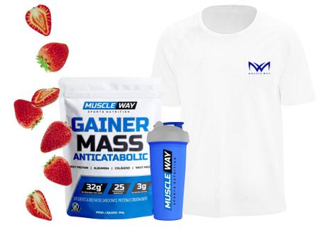 Kit Gainer Mass + Camiseta Dry Fit + Coqueteleira- Muscle Way - MUSLCE WAY - Whey Protein ...