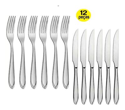 Kit garfo e faca de mesa inox c/12 peças - Western - Faqueiro / Jogo de ...