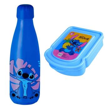 Kit Garrafa Garrafinha e Porta Lanche Stitch Lancheira Squeeze ...