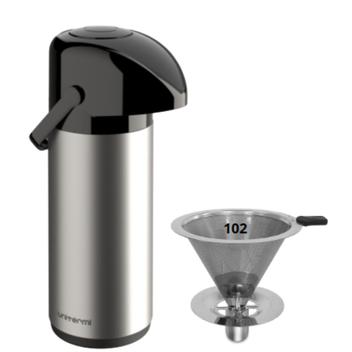 Kit Garrafa térmica 1 Litro Inox Verona + Coador de Inox Filtro de café ...