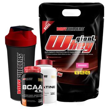 Kit Giant Whey 2kg (Refil) + BCAA 4,5 100g + 100% Creatine 300g ...