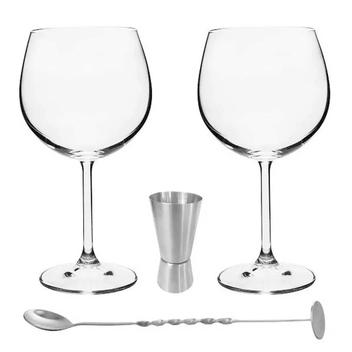 Kit Gin 4 Peças com Taças em Cristal de Luxo + Colher e Dosador ...
