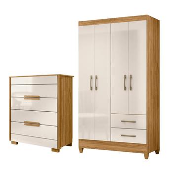 Kit Guarda Roupa Solteiro Chile e Cômoda Dhara - Moval - Quarto ...