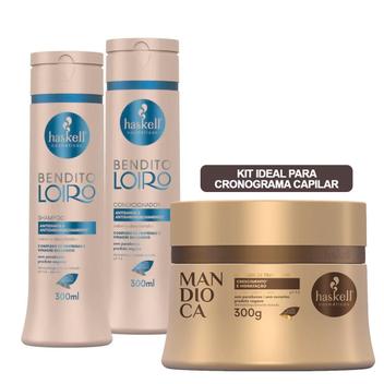 Kit Haskell Bendito Loiro 300ml + Máscara Mandioca 300g - Melhor Cronograma Capilar - Kit de ...