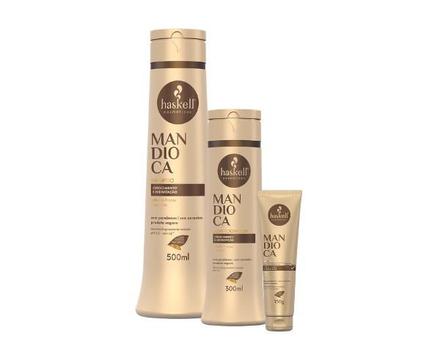 Kit Haskell Mandioca Shampoo 500ml, Condicionador 300ml, Leave in 150g (3 produtos) - Kit de ...