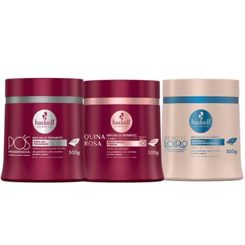 Kit Haskell Máscara Bendito Quina Rosa Pós Progressiva 500g Cronograma ...