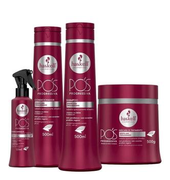 Kit Haskell Pós Progressiva Sh Cond Máscara 500ml 4 Itens Completo - Kit de Tratamento para ...