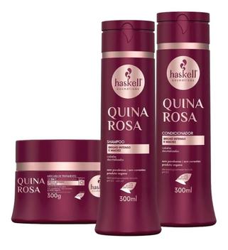 Kit Haskell Quina Rosa Shampoo 300ML 1 Condicionador 300ML 1 Mascara 300ML - Kit de Tratamento ...