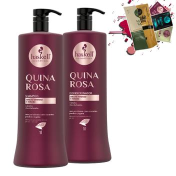 Kit Haskell Quina Rosa Shampoo Condicionador 1L - Kit de Tratamento para Cabelos - Magazine Luiza