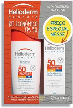Kit Helioderm Protetor Solar Corporal FPS50 200mL + Facial FPS50 Sem ...