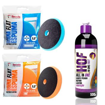 Kit HOF + Boinas Flat Azul e Laranja 5,5" Refino e Lustro Profissional ...