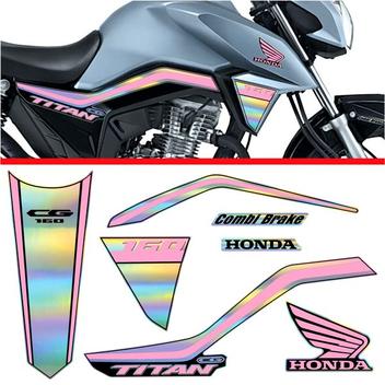 Kit Holográfico para Moto Honda CG Titan 160 anos 2018 a 2020 Rosa ...