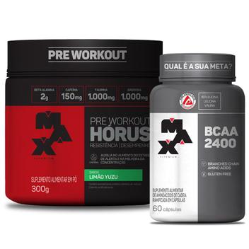 Kit Horus 300g Pré Treino + Bcaa 2400mg 60 Caps Max Titanium - Whey ...