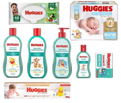 Kit Huggies Higiene Infantil Extra Suave Livre De Lágrimas - 8 Itens ...