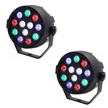 Kit Iluminação 2 Canhão Par Luz Refletor 12 Leds Rgb Strobo Light Festa ...