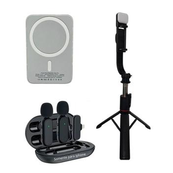 Kit Influencer Completo Microfone Sem Fio, Tripé Selfie e Power Bank ...