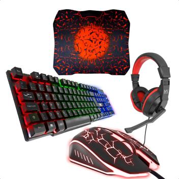 Kit Informática Teclado Mecânico Mouse Com Led RGB Fone Headphone Com ...