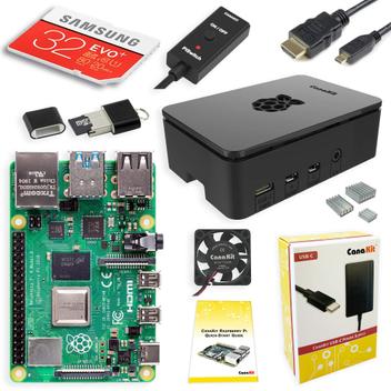 Kit inicial CanaKit Raspberry Pi 4 4 GB de RAM com estojo e ventilador ...