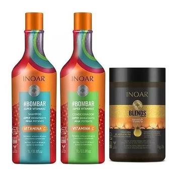 Kit Inoar Bombar + Máscara Hidratante Blends 1Kg - Máscara Capilar ...