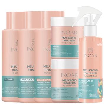 Kit Inoar Meu Cacho, Meu Crush Sh 500ml + Cond 500ml + Creme 500ml + Másc 500g + Gelatina 500g ...