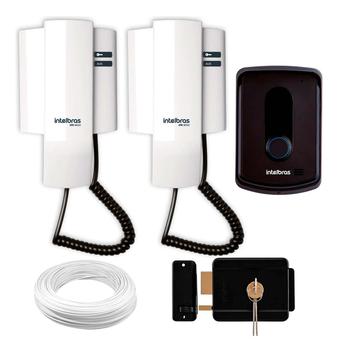 Kit Interfone Intelbras 2 Mono Fechadura Elétrica Fx 500 + 10 Metros de ...