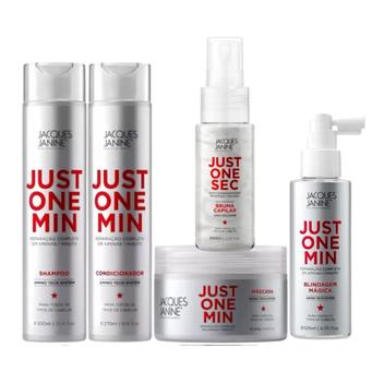 Kit Jacques Janine Just One Min Sh 300ml+Cond 270ml+Más 240g+Bru 120ml ...