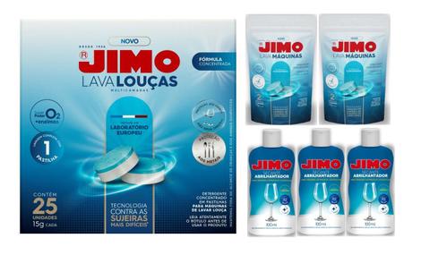 Kit Jimo Lava Louças MultiCamadas Caixa com 25 pastilhas 15g + 2 Jimo ...