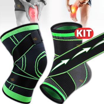 Kit Joelheira Compressão + Tornozeleira Ortopédica Ajustável ...