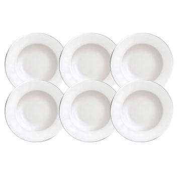 Kit Jogo 6 Pratos Raso 28cm Porcelana Tramontina Joana Borda Prata ...
