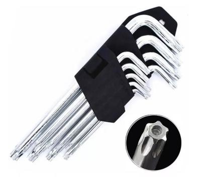 Kit Jogo 9 Chave Torx Com Guia De Suporte Em Formato L De T10 A T50 ...