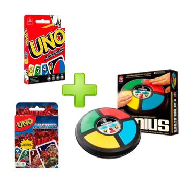 Kit Jogo Genius + Jogo Uno Para Personalizar + Jogo Uno He-Man Masters ...