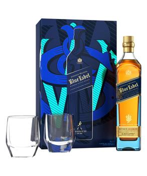 Kit Johnnie Walker 1 Whisky Escocês Blended Blue Label 750ml + 2 Copos ...