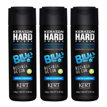 Kit Kert Keraton Hard Color Recarga de Cor Condicionante Blue 150g - 3 ...
