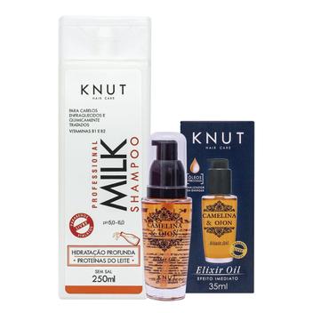 KIT KNUT Shampoo Milk 250 ml + Elixir Camelina e Ojon 35ml - Óleo ...